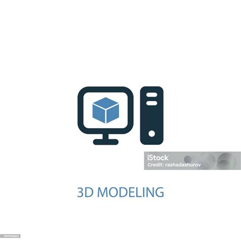 Vetores De Ícone Colorido Do Conceito 2 De Modelagem 3d Ilustração Azul Simples Do Elemento