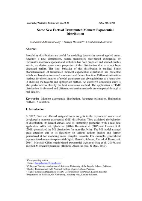 Pdf Some New Facts Of Transmuted Moment Exponential Distribution