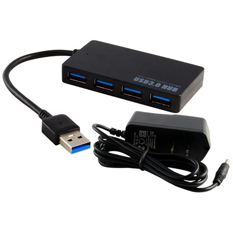 Powered 4 Port Usb 3 0 Hub 5gbps Portable Compact For Pc Mac Laptop