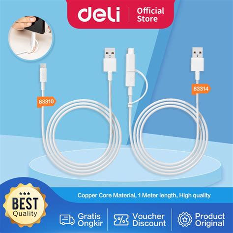 Jual Deli Usb Data Line Kabel Data Micro Type C Panjang Meter X Shopee Indonesia