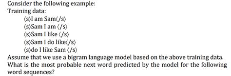 Solved Consider The Following Example Training Data Si