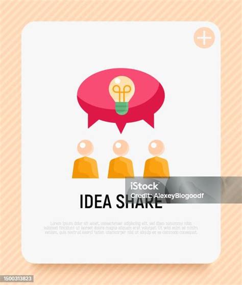 아이디어 공유 평면 아이콘입니다 사람들의 그룹이 브레인 스토밍을하고 있습니다 팀워크 전구가 있는 말풍선 현대 벡터 그림입니다 경영자에 대한 스톡 벡터 아트 및 기타 이미지
