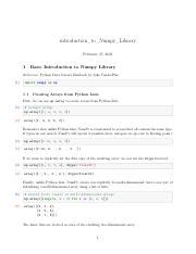 Introduction To Numpy Library Pdf Introduction To Numpy Library February Basic