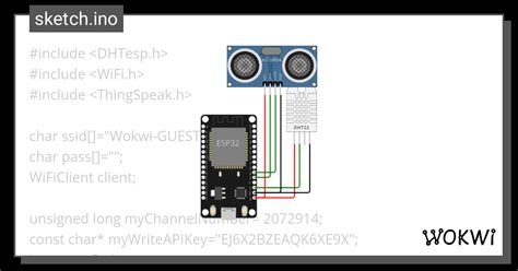 Dhtsensor And Ultra And Wifi Wokwi Esp32 Stm32 Arduino Simulator