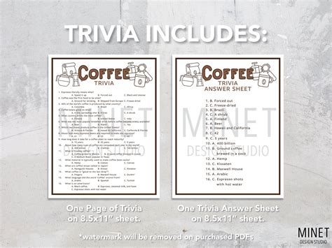 Coffee Trivia Coffee Trivia Game Printable Coffee Trivia Printable Trivia Espresso