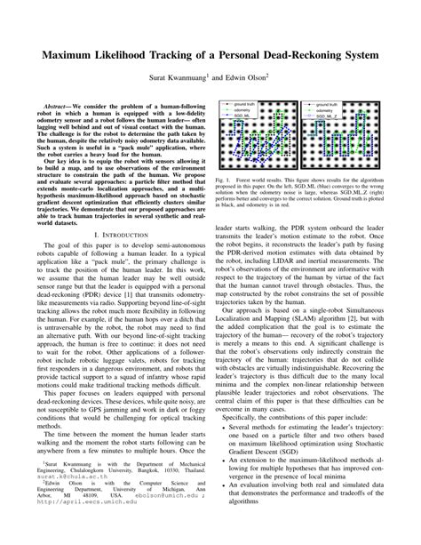 Pdf Maximum Likelihood Tracking Of A Personal Dead Reckoning System