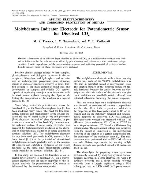 Pdf Molybdenum Indicator Electrode For Potentiometric Sensor For