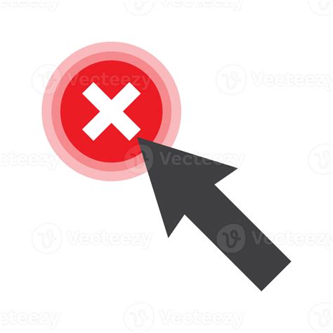 Modern Flat Style Circle Cross Mark With Cursor Icon Illustration