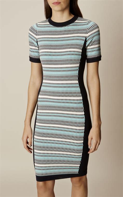Karen Millen Striped Fitted Knit Dress Multicolour Fitted Knit Dress