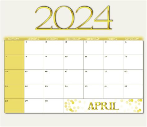 Modello Di Calendario Per Il Mese Di Aprile 2024 Vettore Premium