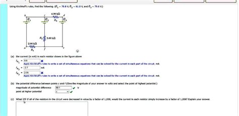 SOLVED Using Kirchhoff S Rules Find The Following Emf V Emf V And Emf
