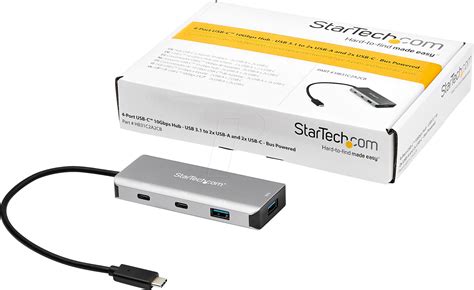St Hb31c2a2cb Usb 31 4 Port Aluminium Hub 2x Usb A 2x Usb C Grey