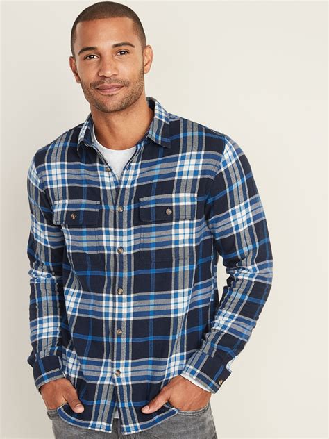 Regular Fit Built In Flex Plaid Flannel Shirt For Men Old Navy Mens Flannel Shirt Plaid