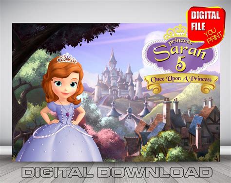 Sofia The First Backdrop Banner Sofia Birthday Party Backdrop Etsy