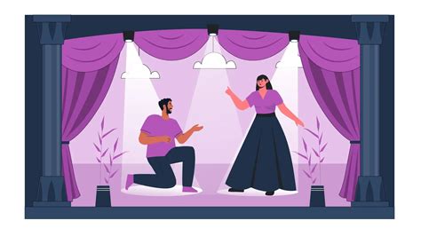 Flat 2d Vector Illustration Of A Stage Performance With Actors