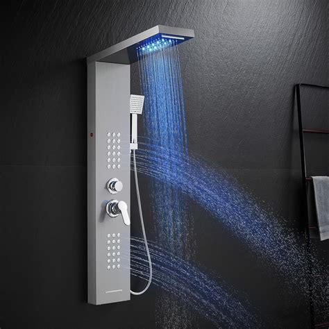Rovate Led Shower Panel Tower System Rainfall Waterfall Shower Tower