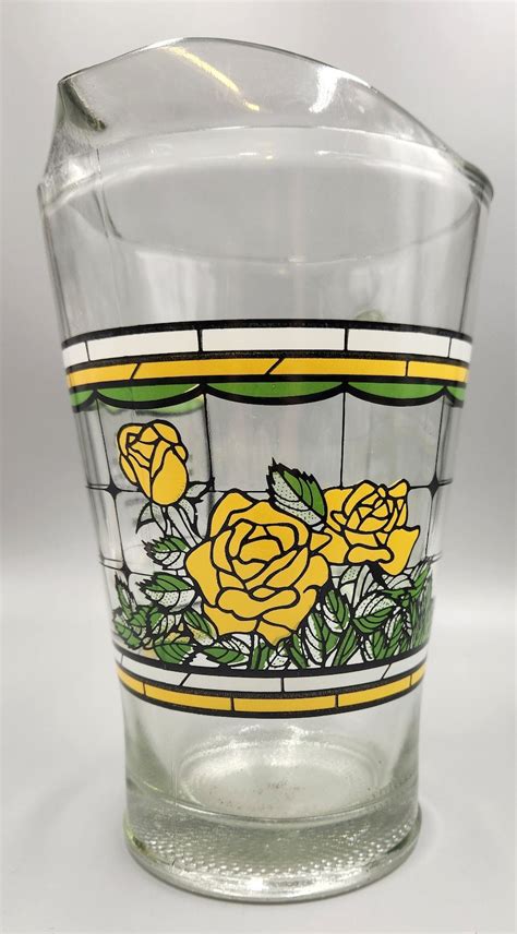 Vintage Coca Cola Whataburger Pitcher And 4 Glasses Set Yellow Roses Etsy
