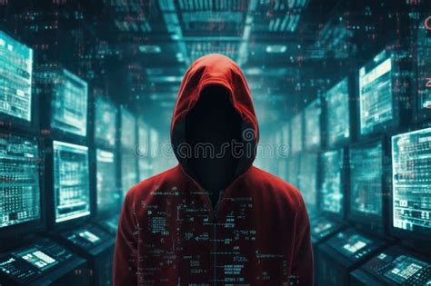 Mysterious Hacker In Data Center Stock Illustration Illustration Of