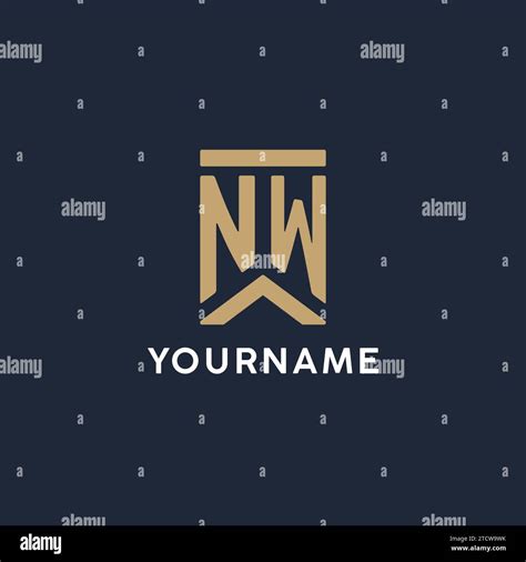 nw initial monogram logo design in a rectangular style with curved side