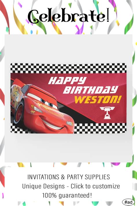 Cars Lightning Mcqueen Birthday Banner Zazzle Birthday Banner