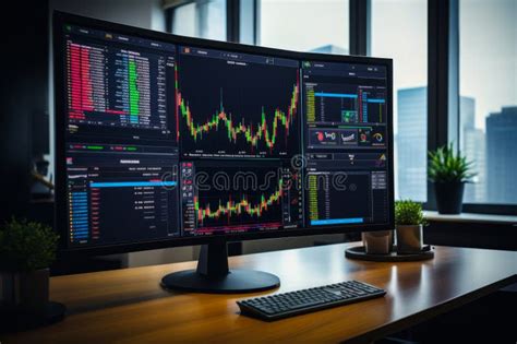 Computer Monitor With Lot Of Screens On It And Keyboard Generative Ai