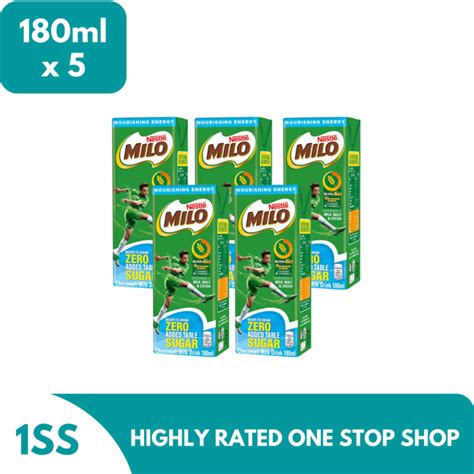 Nestle Milo Ready To Drink Zero Added Table Sugar 180ml X 5 Lazada Ph