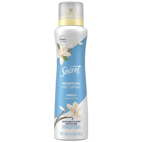 Secret Dry Spray Antiperspirant And Deodorant For Women Vanilla And