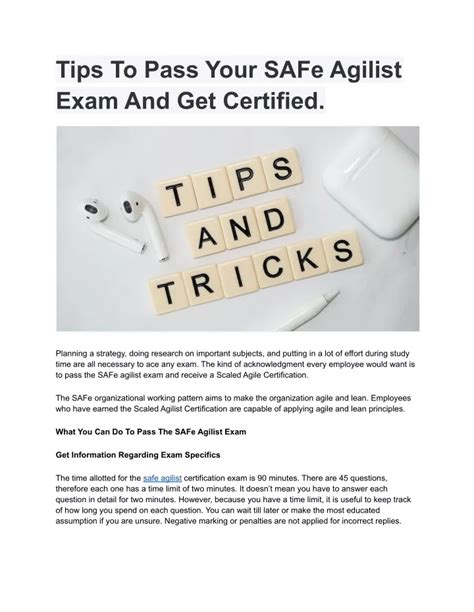 Ppt Tips To Pass Your Safe Agilist Exam And Get Certified Powerpoint