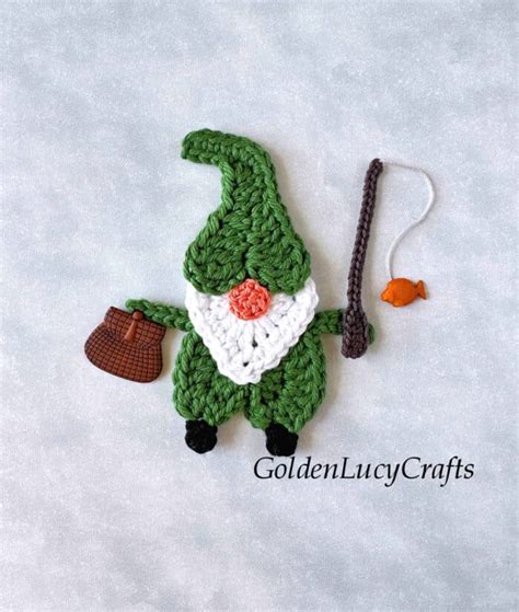 Crochet Fishing Gnome Goldenlucycrafts