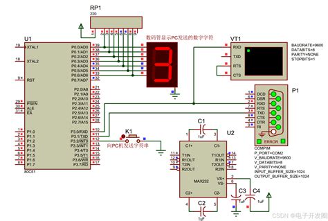 基于单片机的pc串口通讯设计 仿真程序论文51seg1232key1 0017单片机与pc通信仿真电路图由哪些元器件组成