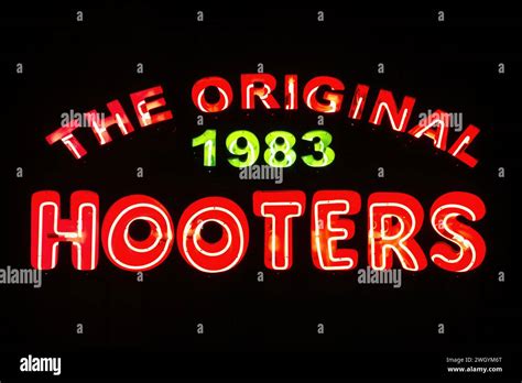 Neon Sign At The Original Hooters Restaurant From 1983 In Clearwater