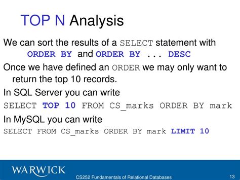 Ppt Cs 252 Fundamentals Of Relational Databases Sql5 Powerpoint