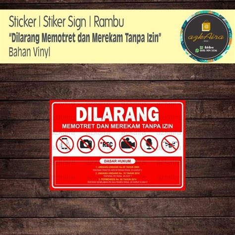 Jual Sticker Stiker Sign Rambu Dilarang Memotret Dan Merekam Tanpa Izin