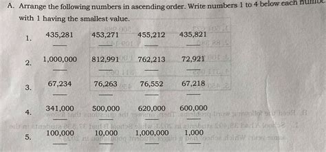 A Arrange The Following Numbers In Ascending Studyx