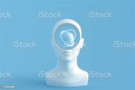 회전 고리와 행성의 중심에 구멍이 여성 머리 3d 일러스트레이션 명상하기에 대한 스톡 사진 및 기타 이미지 명상하기 혼돈