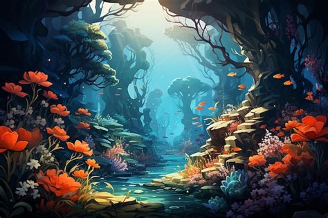 Premium Ai Image Underwater Background In Vector Style