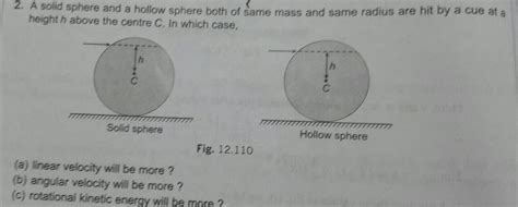 Answered 2 A Solid Sphere And A Hollow Sphere Both Of Same Mass And
