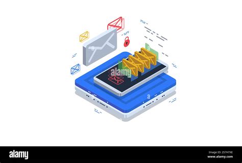 Data Visualization Concept 3d Isometric Vector Illustration Secure