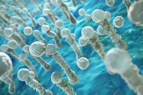Large Groups Of Streptococcus On Blue Background 3d Design Premium Ai Generated Image