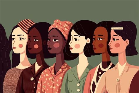 Día internacional de la mujer caras de mujeres de diferentes etnias