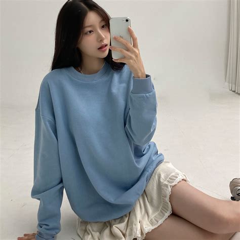 언니가간다 무료배송 당일발송 자체제작모델소장 일주일내내 기모 맨투맨 무지 기모 베이직 데일리 커플룩