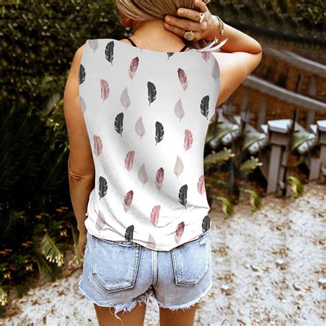 Dvkovi Going Out Tops Women Women Casual Feather Printing V Neck Cutout
