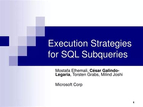 Ppt Execution Strategies For Sql Subqueries Powerpoint Presentation