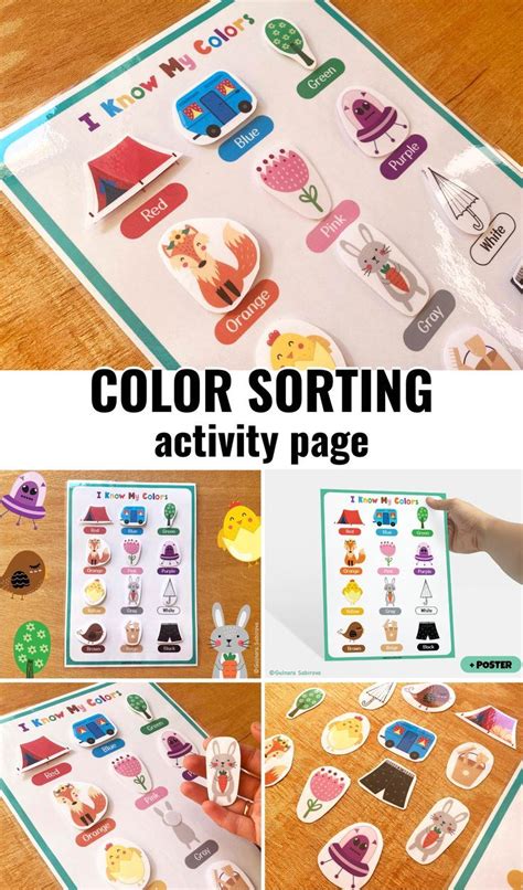 Color Sorting Busy Book Page Babe Learning Binder Printable Color Sorting Activity