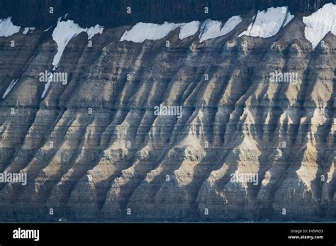 Triassic Sediments Eroded Into Cliffs Hinlopen Strait Svalbard
