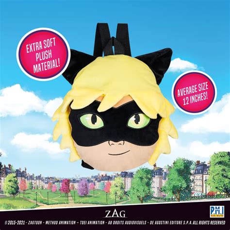 P M I Miraculous Ladybug Plush School Backpack One Of Two 12 Inch Tall Collectibles