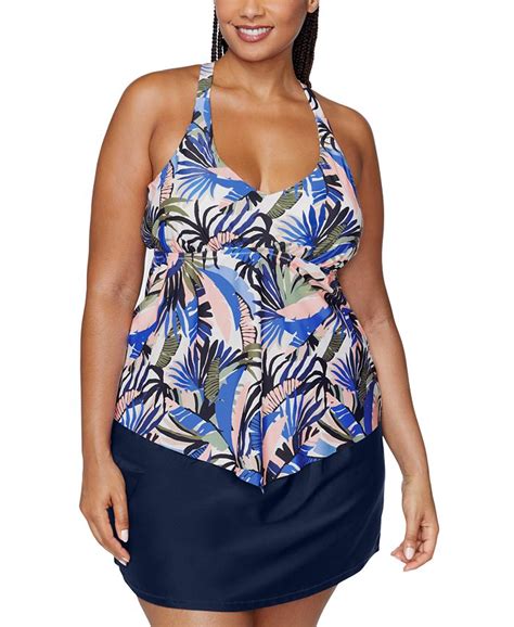Raisins Curve Plus Size Aviva Tankini Top And Matching Swim Skirt Macys