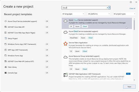 create an azure cloud services extended support project visual
