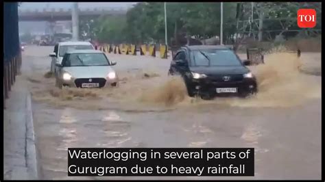 Waterlogging In Several Parts Of Gurugram After Heavy Rainfall