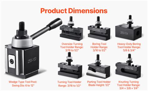 Quick Change Tool Post Set 8 Pcs Lathe Tool Holders for 6"-12" Mini Lathe Swing | VEVOR US